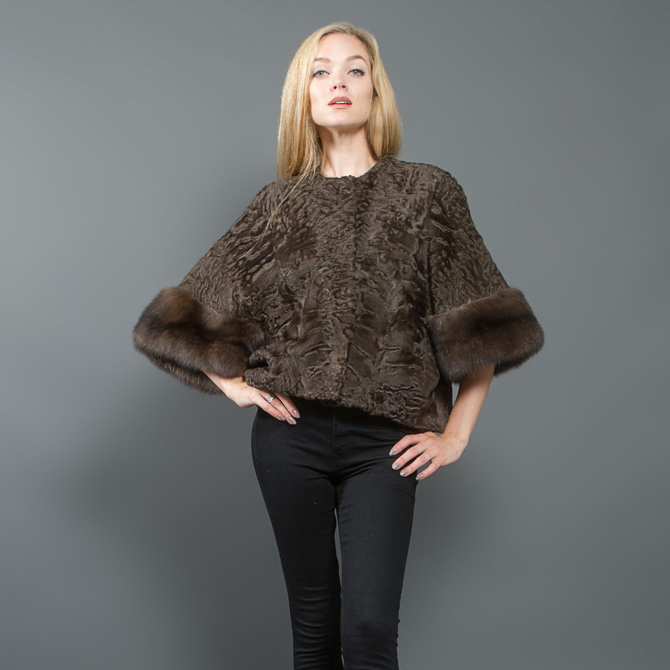 Brown Astrakhan with Russian Sable Jacket for women – Fur Caravan